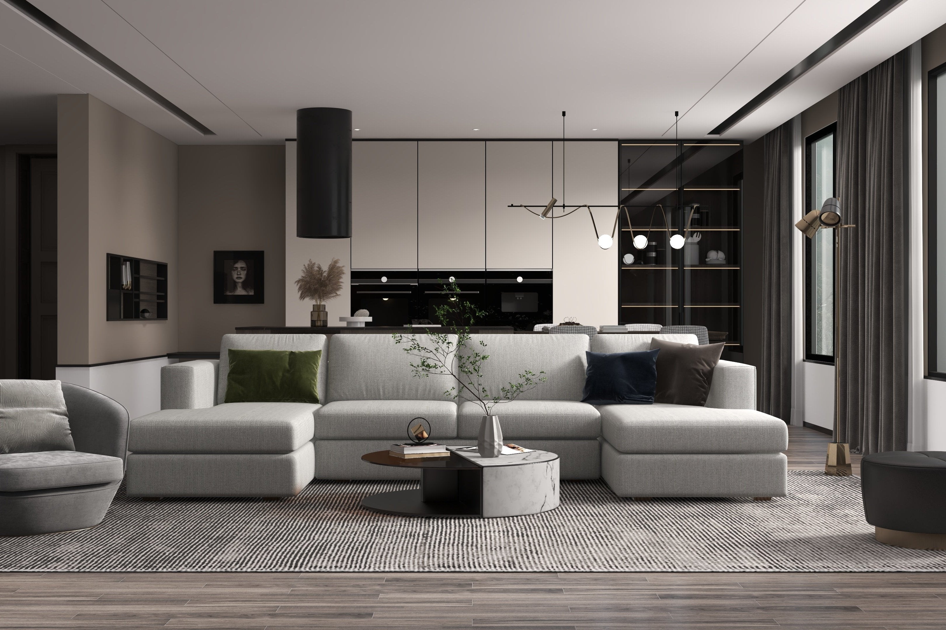 Double Chaise Sofa U Shaped Sectional - Quality USA Made