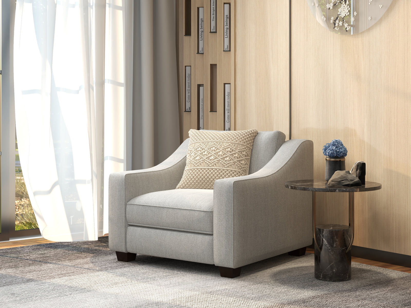 Merced Slope Arm Lounge Chair - Custom Living Room Accent Chair (Grey)